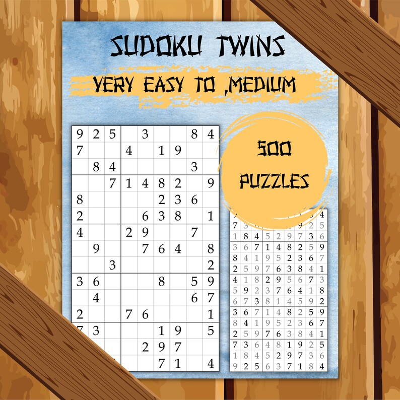 Sudoku Twins Very Easy to Medium 500 Puzzles Printable PDF - Etsy