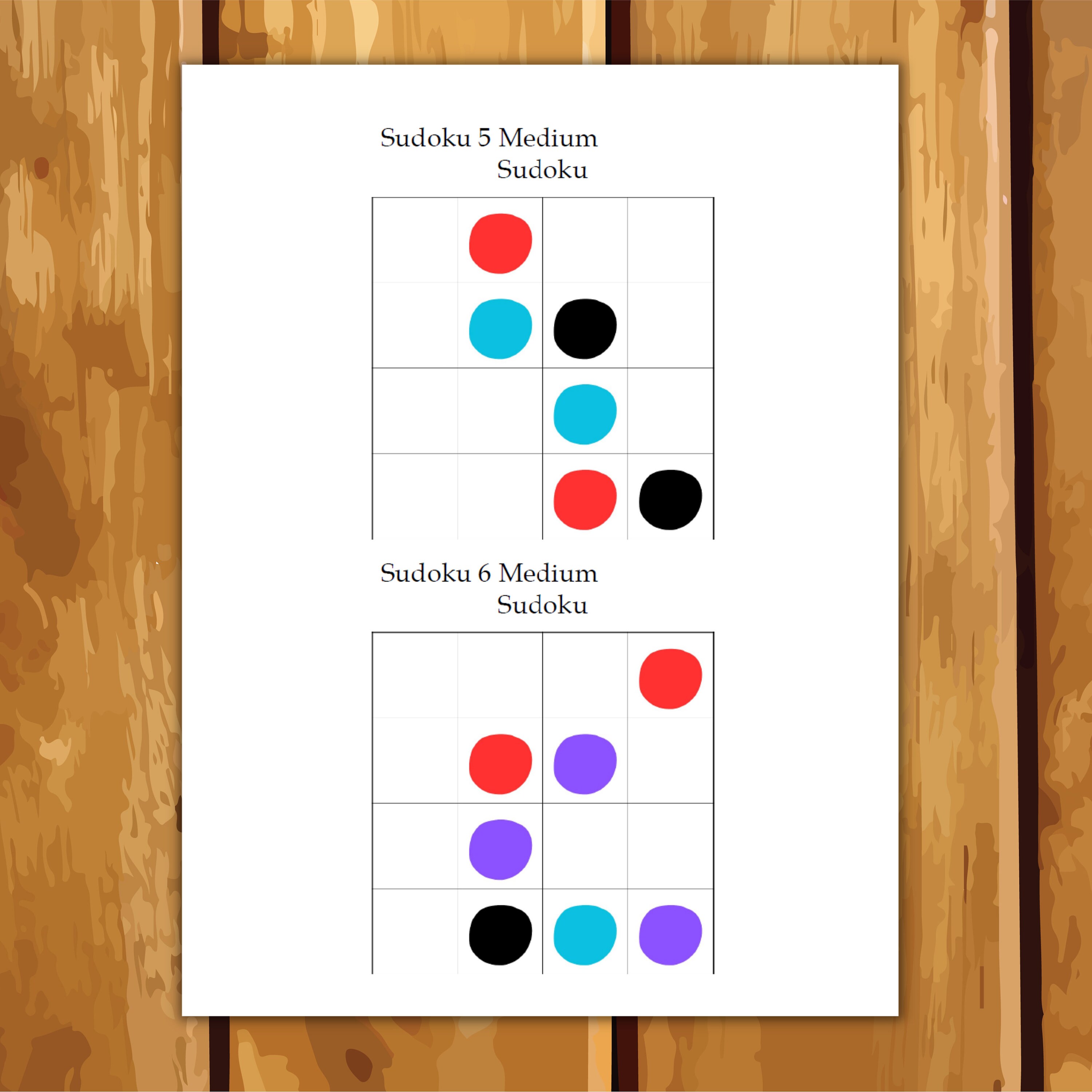 100 Color Sudoku for Kids 4x4 Printable PDF - Etsy