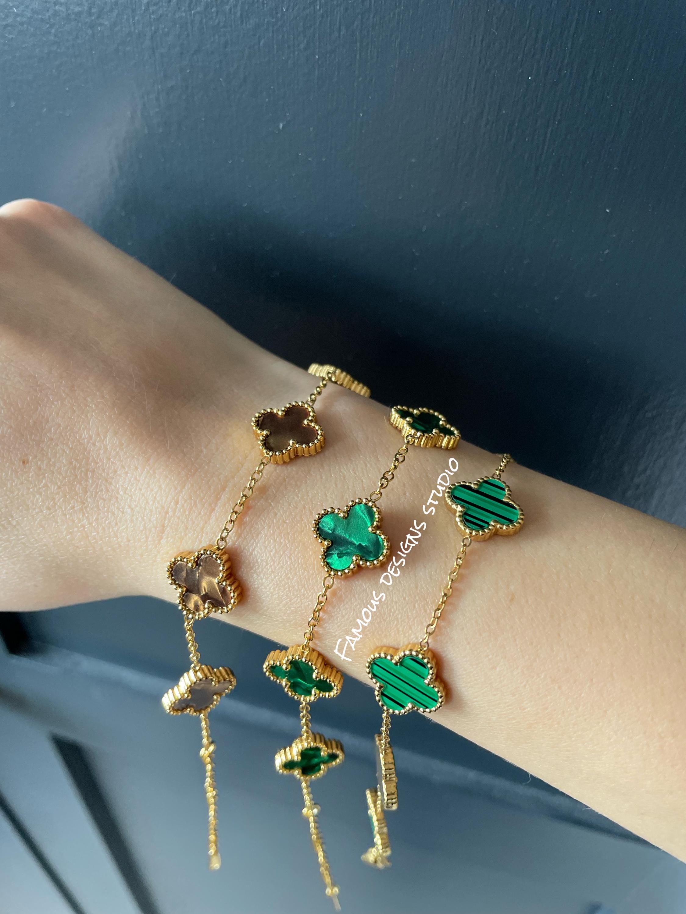 Brown Clover Green Clover Bracelet Necklace Earrings,waterproof Four ...