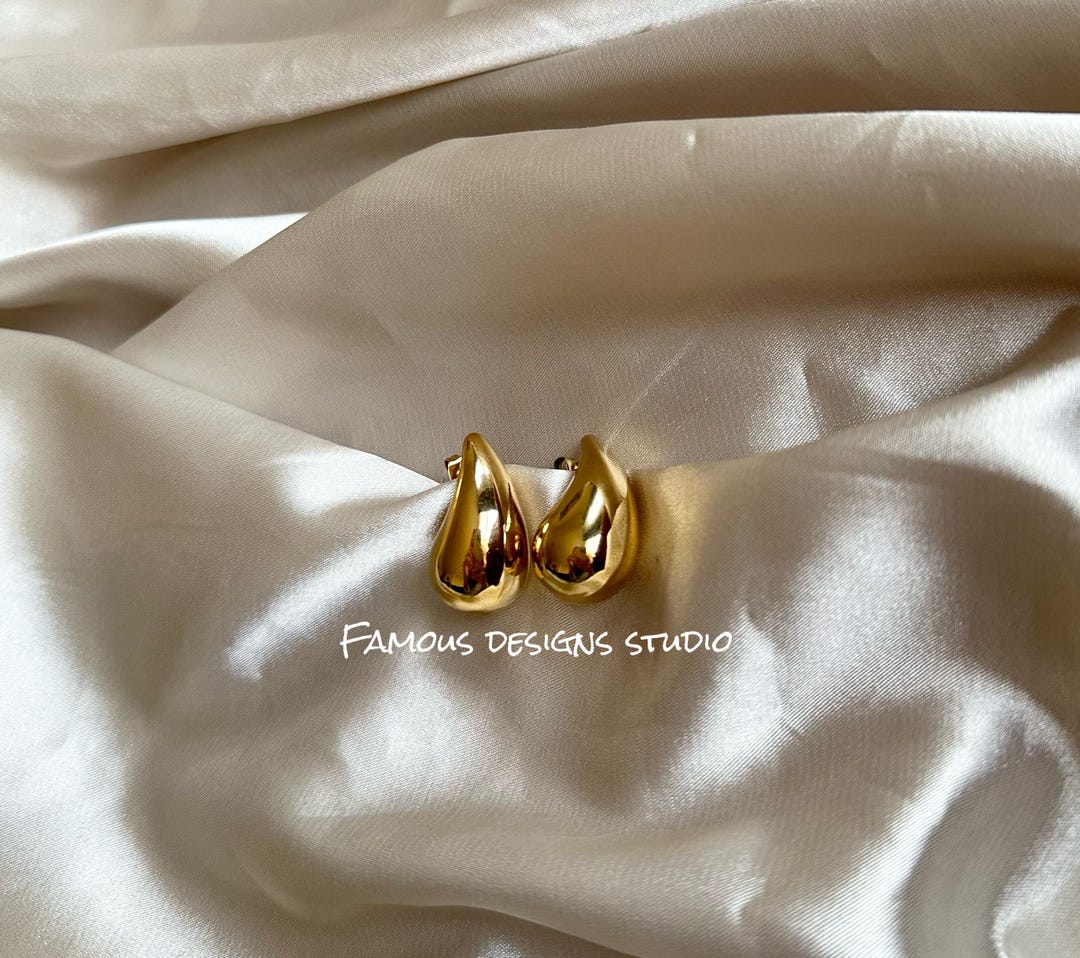 Gold Teardrop Earrings,chunky Dome Drop Earrings,hailey Earrings,kylie ...