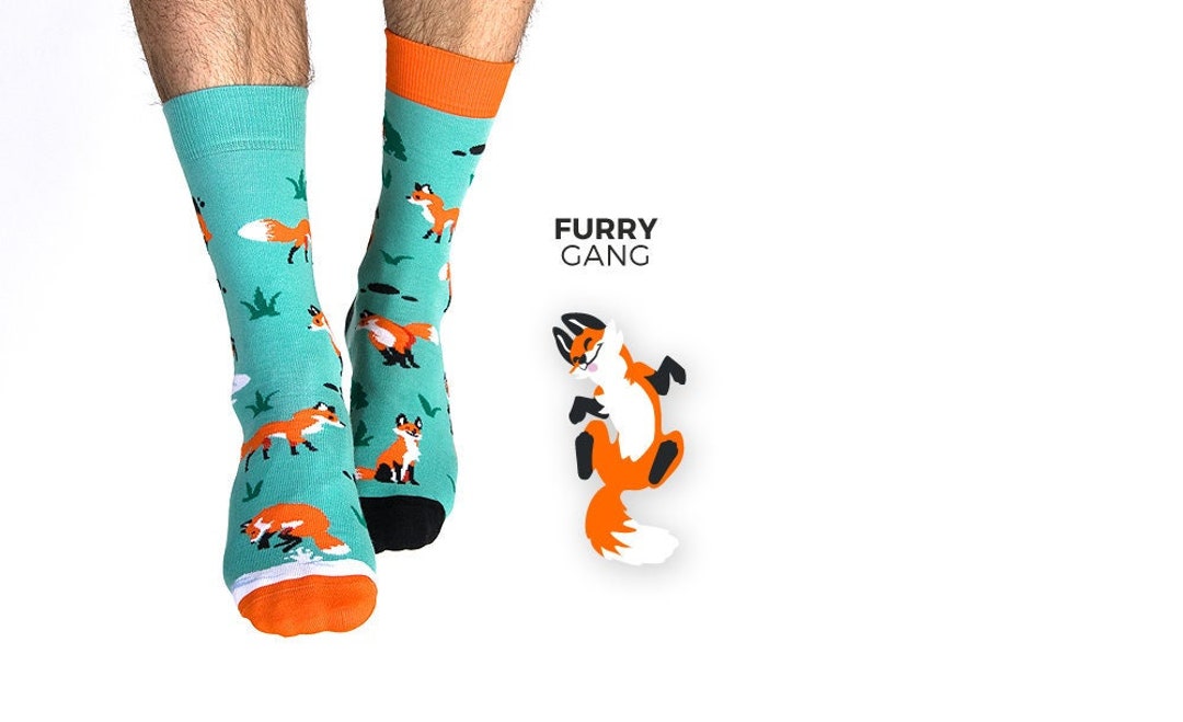 Fox Socks Animal Socks Motif Socks Colorful Socks Cute - Etsy
