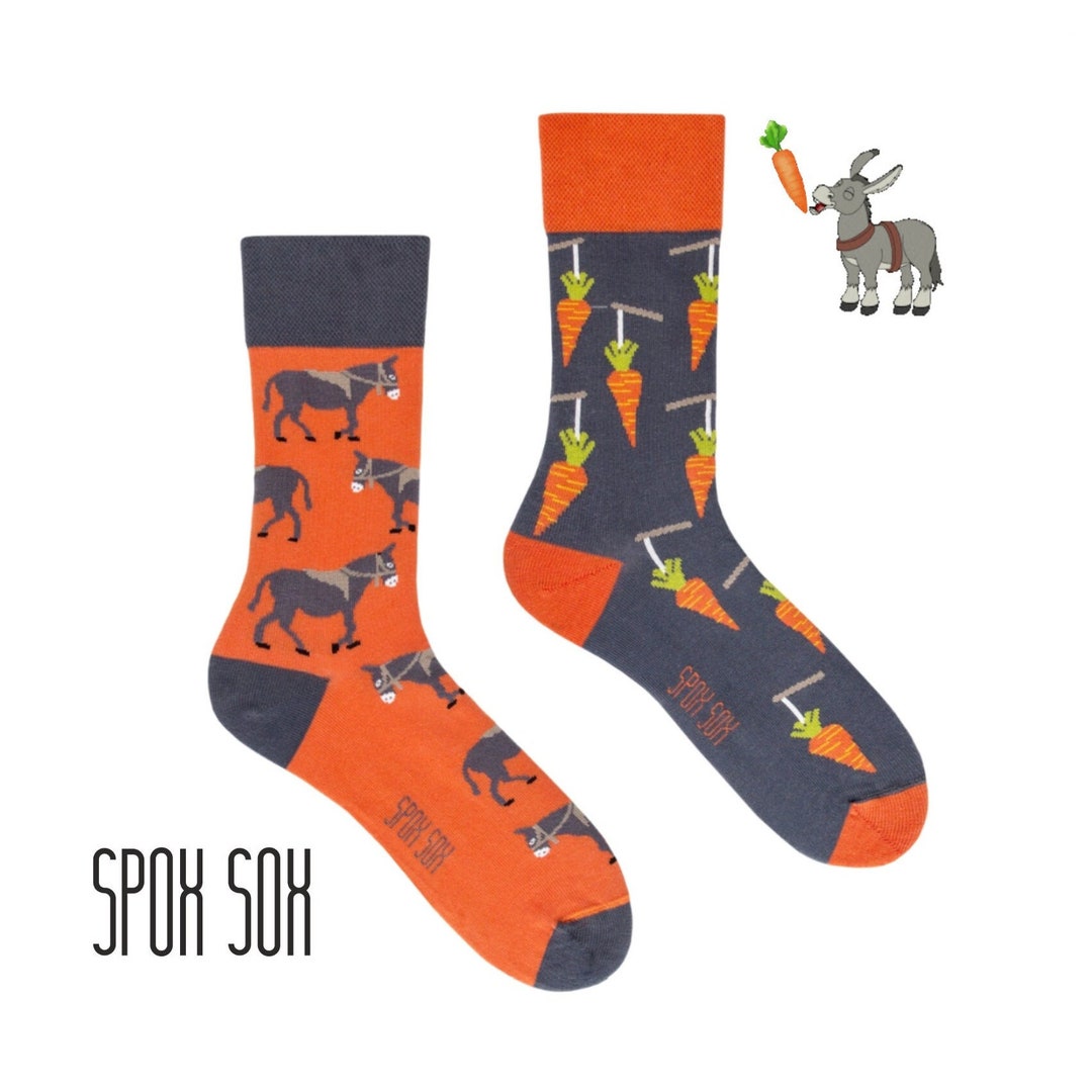 Donkey Socks Carrot Socks Funny Socks Colorful Socks Motif Socks Themed ...