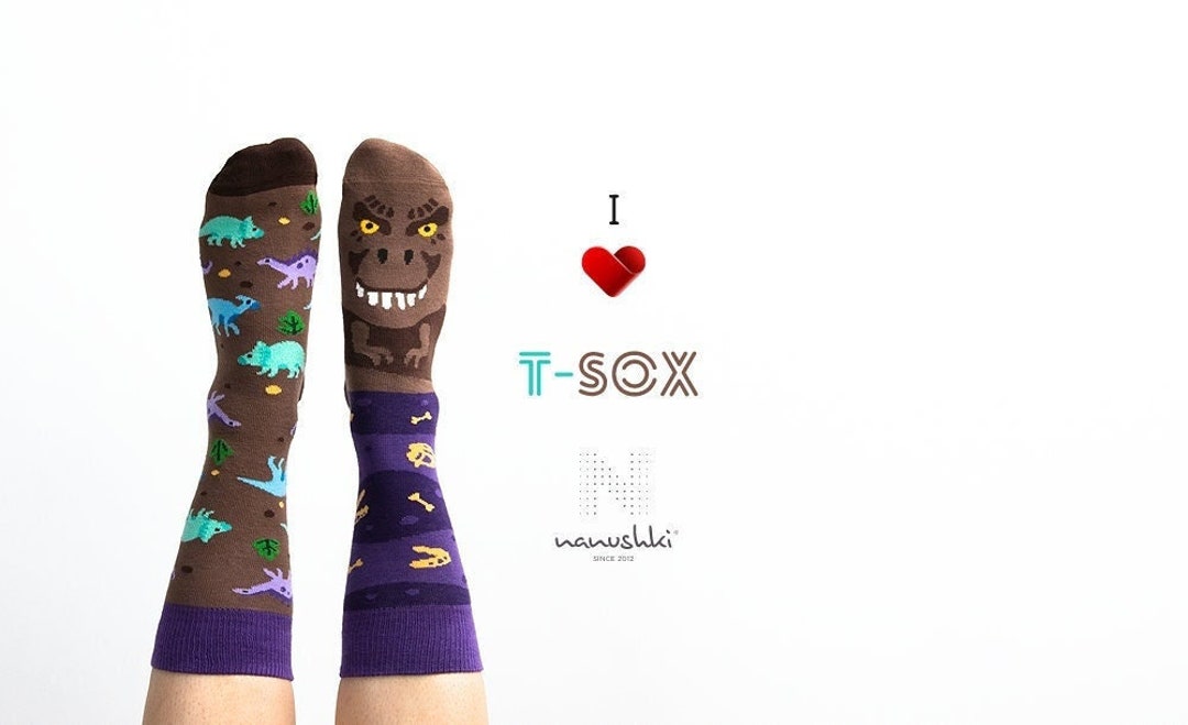 T-rex Socks Dino Socks Dinosaur Socks Animal Socks Motif Socks Colorful ...