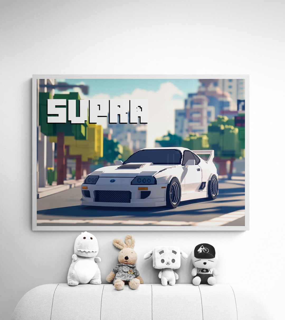 Toyota Supra Minecraft-inspired Wall Art Fun Car Print for Kids Room ...