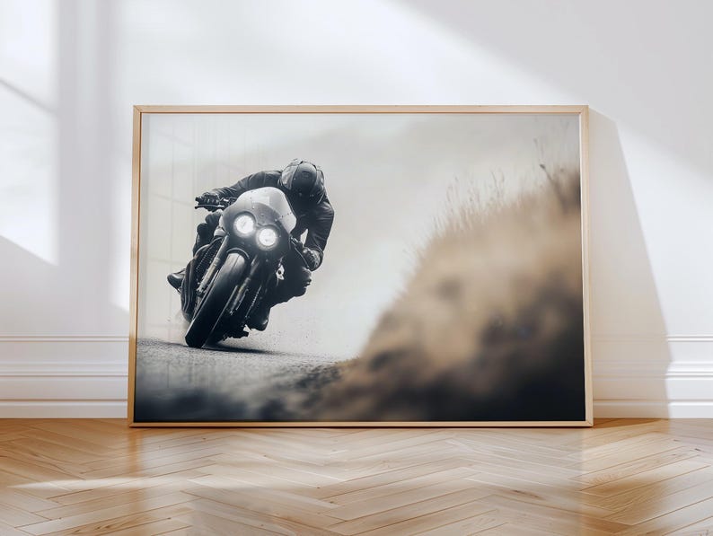 Vintage-inspired Motorcycle Racer Poster – Dynamic Cafe Racer Wall Art ...