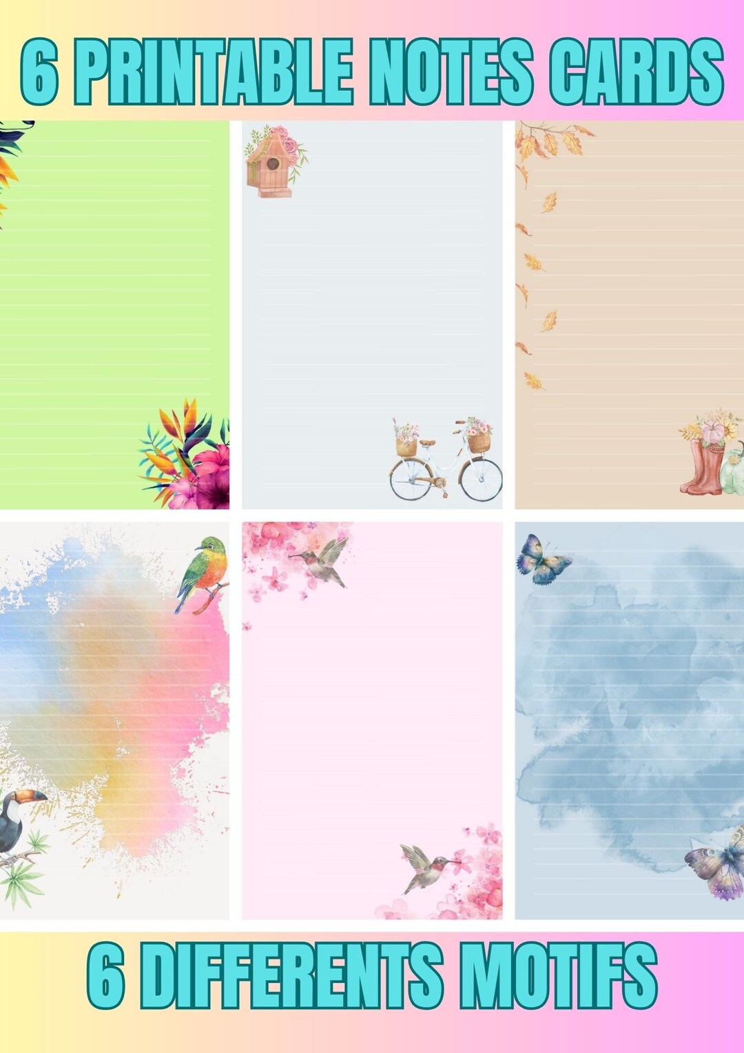 Scrapbooking, Note Sheet, Writing With Romantic, Colorful, Diverse ...