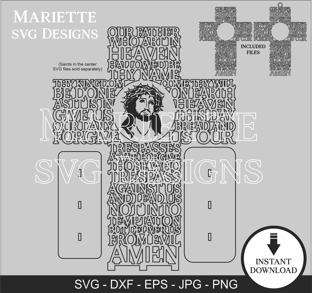 Our Father Cross | Catholic Cross | Laser Cut File SVG Digital File ...