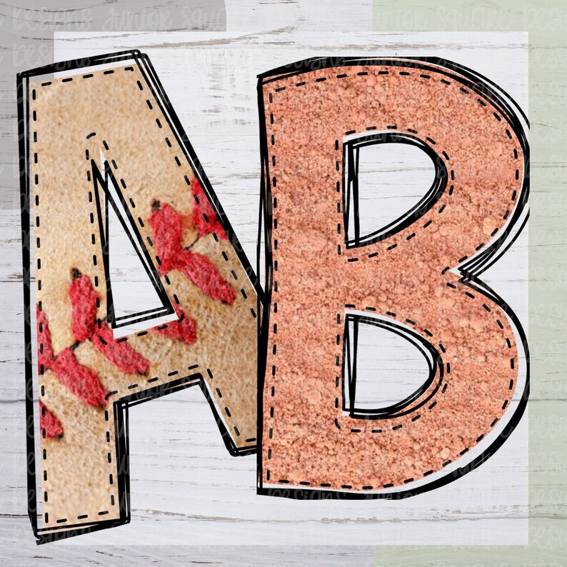 Baseball Themed Full Color PNG Alpha Font Clipart | Etsy