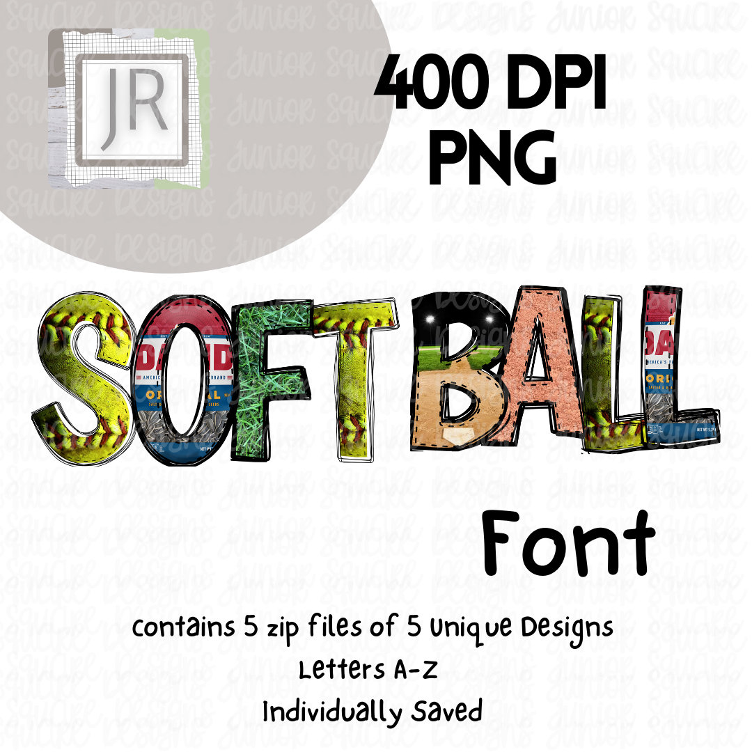 Softball Full Color Alphabet Png Font - Etsy