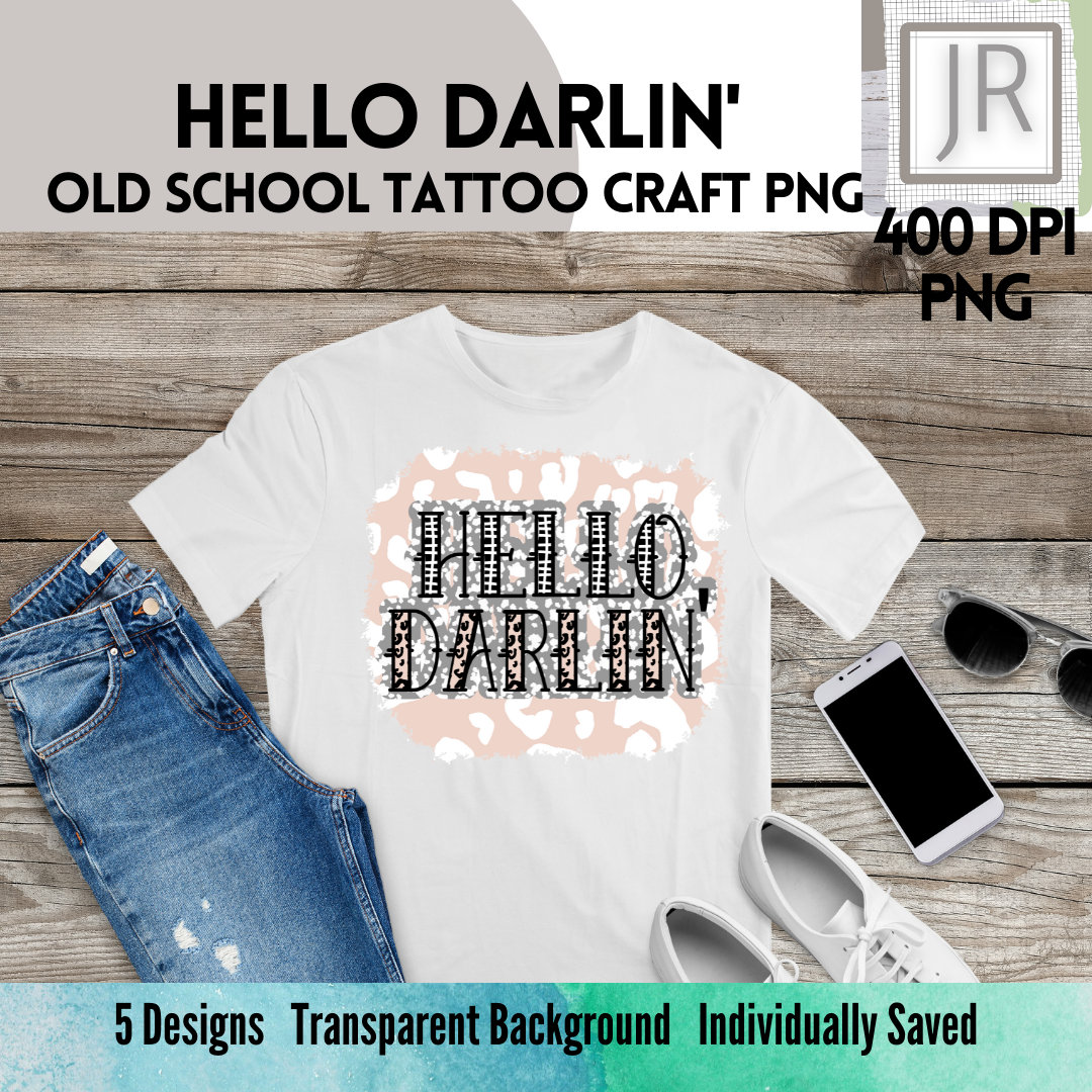 Hello Darlin PNG Featuring Cheetah for Sublimation - Etsy