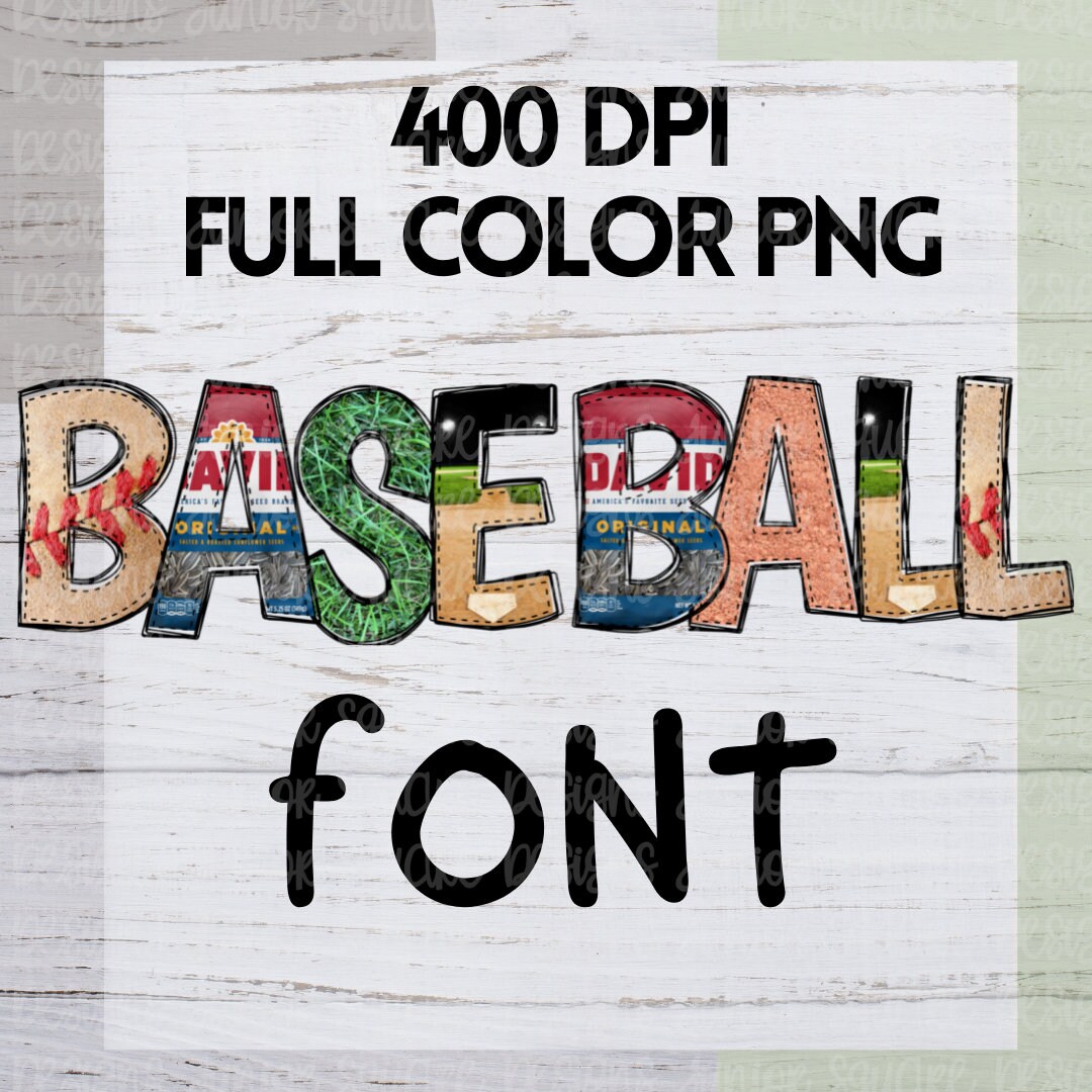 Baseball Themed Full Color PNG Alpha Font Clipart - Etsy