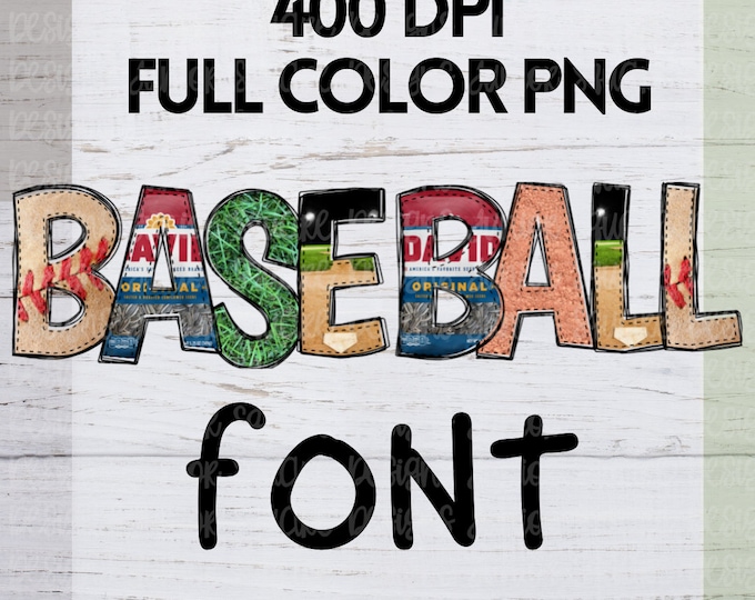 Baseball Themed Full Color PNG Alpha Font Clipart - Etsy