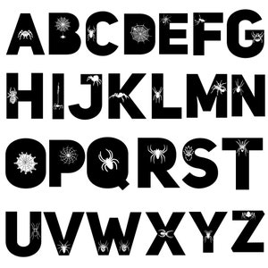 Spider Font, Alphabet With Spiders, Spider Letters as Png - Etsy