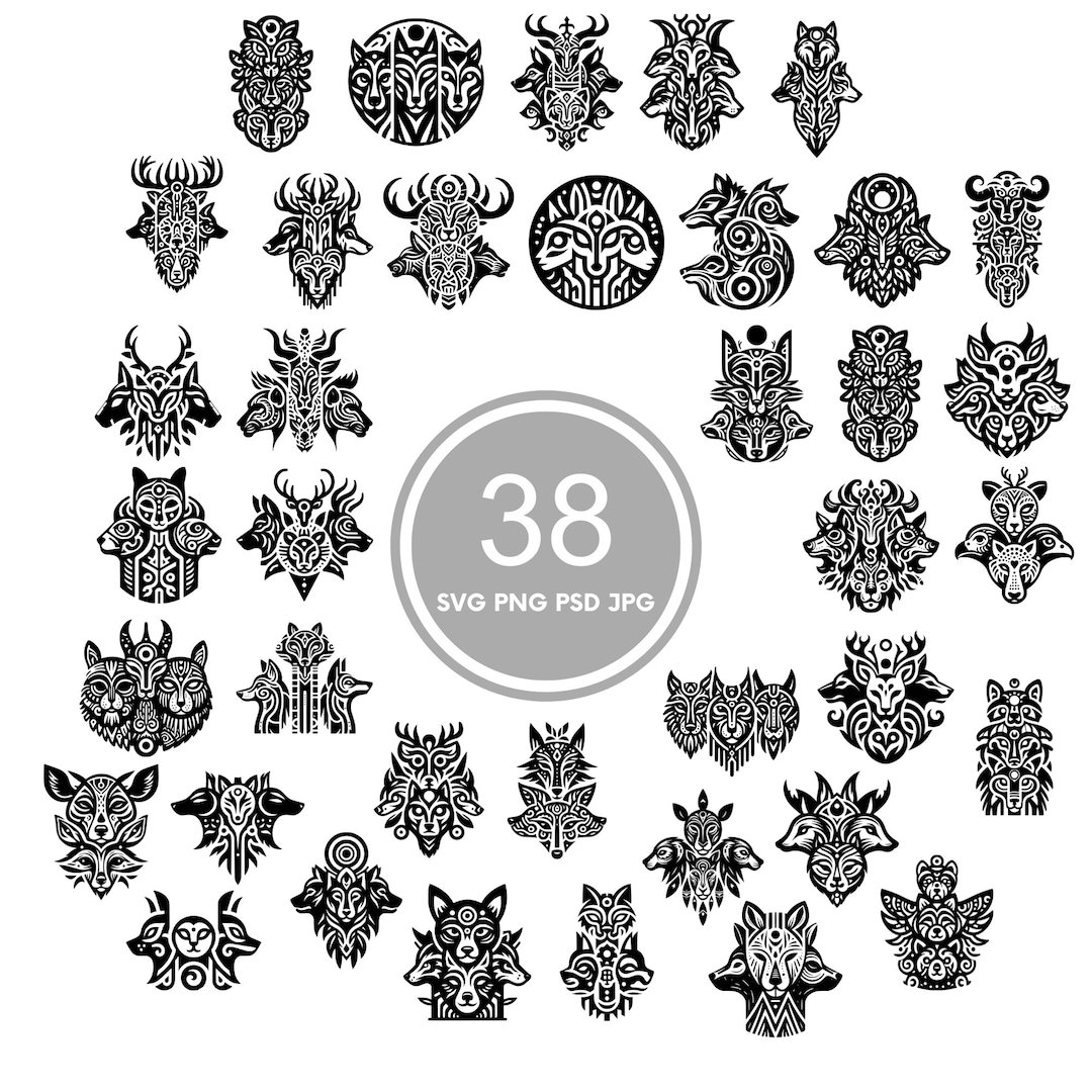 Animal Totem SVG Bundle, 38 Animal Totem Designs, PNG, PSD - Etsy