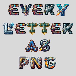 Spaceship Font, Alphabet With Spaceship Design, Interstellar Letters as ...