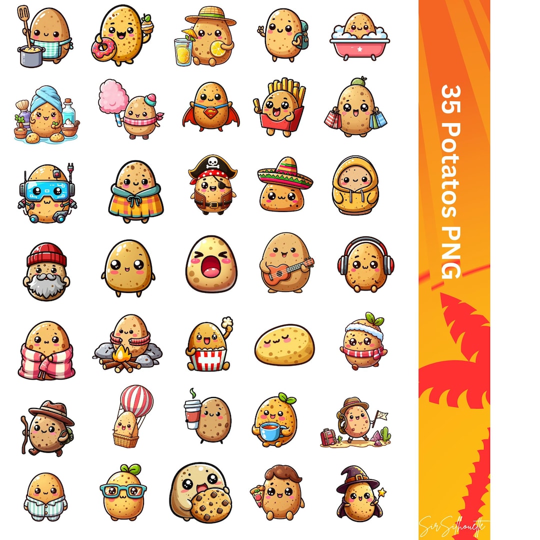 Cute Potato Digital Design for Stickers - Etsy