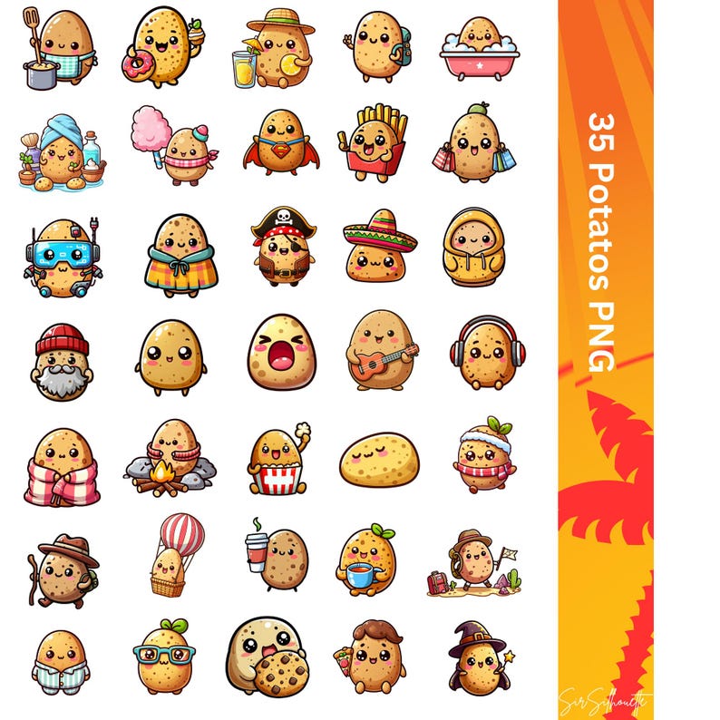 Cute Potato Digital Design for Stickers - Etsy