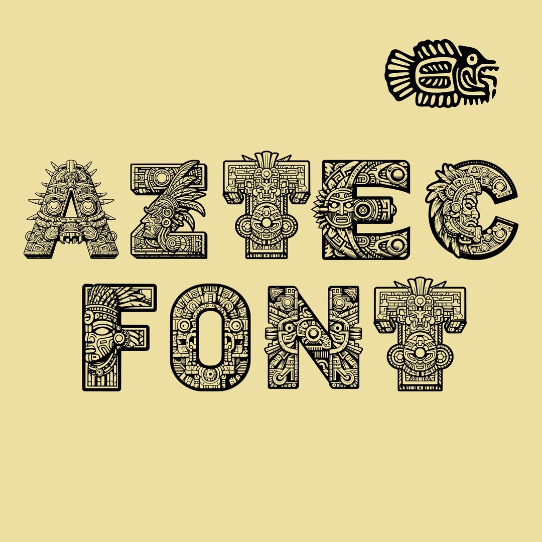 Aztec Coloring Font, Alphabet With Aztec Design, Aztec Letters as Png ...