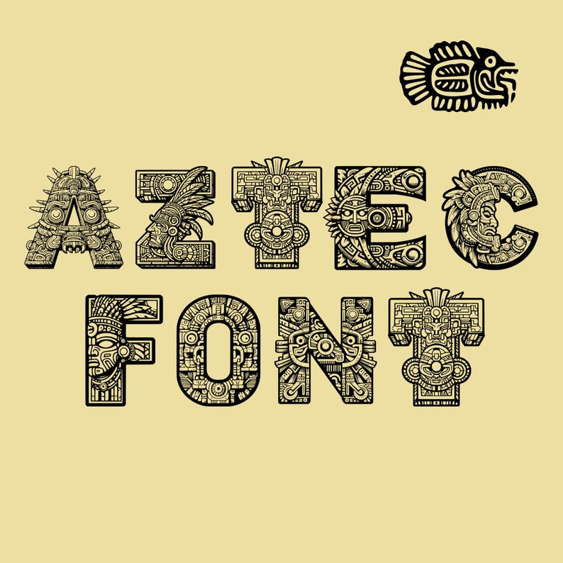 Aztec Coloring Font, Alphabet With Aztec Design, Aztec Letters as Png ...