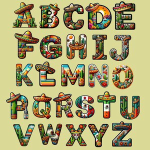 Mexico Font, Alphabet With Mexico Design, Mexico Letters as Png - Etsy