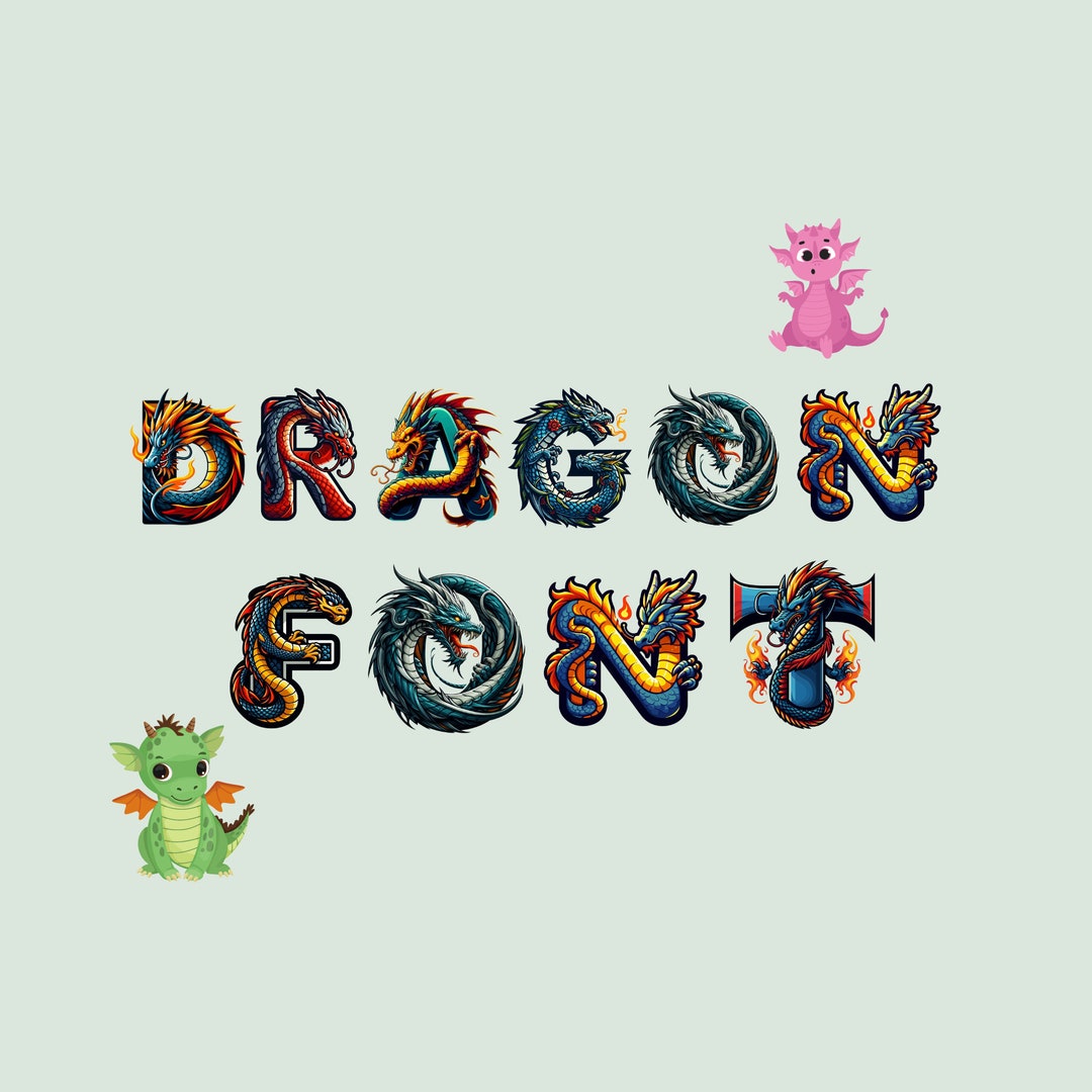 Dragon Font, Alphabet With Drake Design, Dragon Letters as Png - Etsy