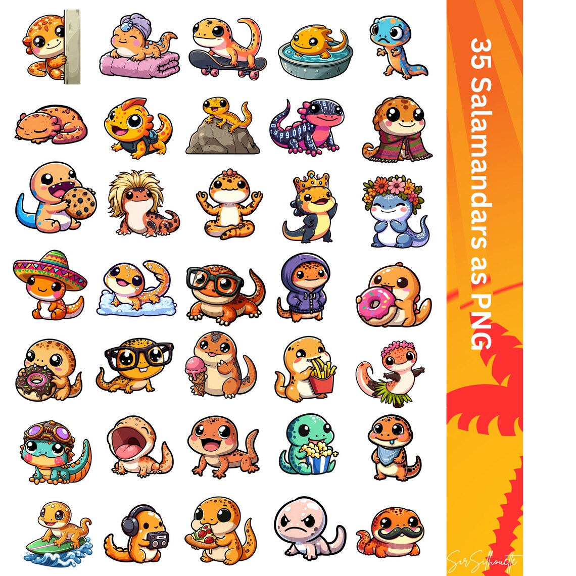 Cute Salamander Digital Design for Stickers - Etsy