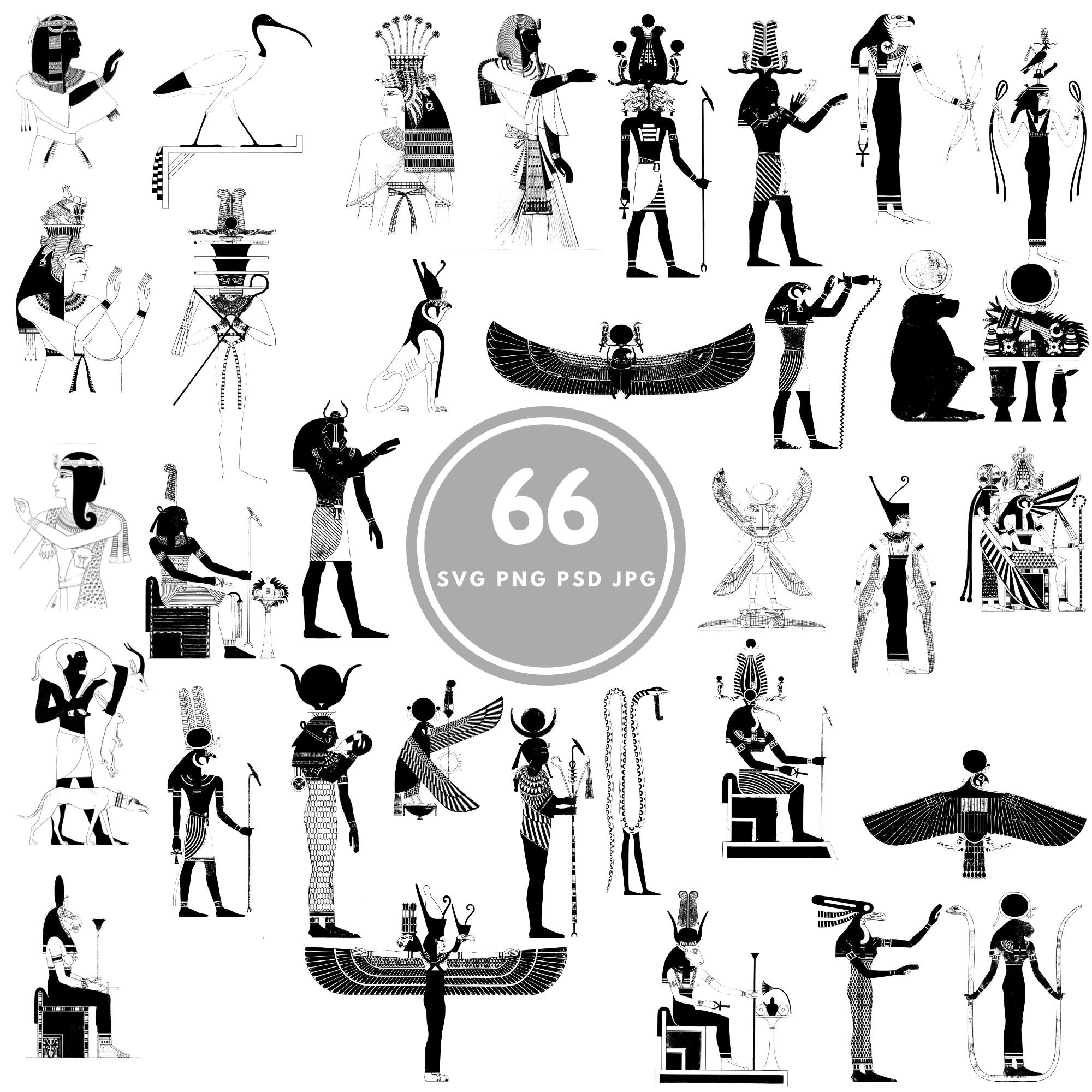 Egypt Gods SVG, 66 Egyptian Svg Bundle, PNG, PSD - Etsy