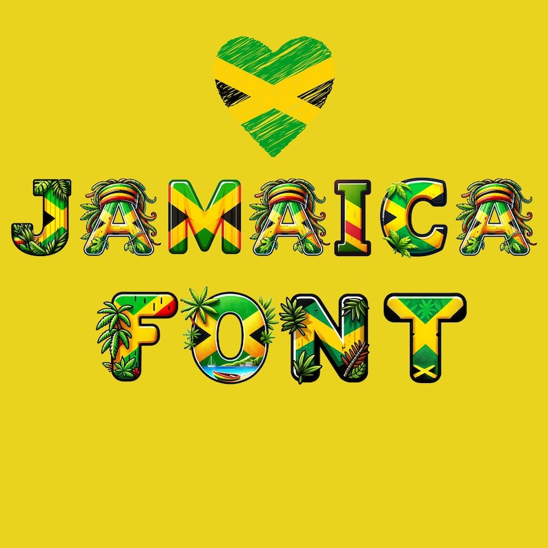 Jamaica Alphabet Clipart, Caribbean PNG Letters, Tropical Island ...