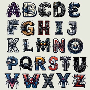 Spider Font, Alphabet With Spider Design, Spider Letters as Png - Etsy