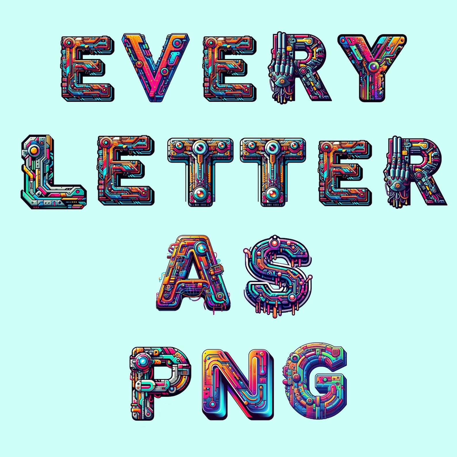 Cyberpunk Font, Alphabet With Cyberpunk Design, Cyberpunk Letters as ...