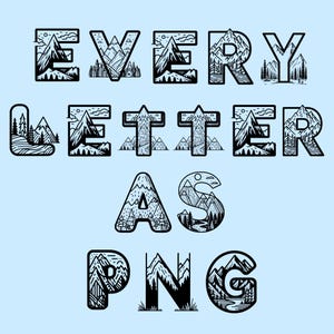 Mountain Alphabet Coloring PNG – Nature Letters for Kids - Etsy