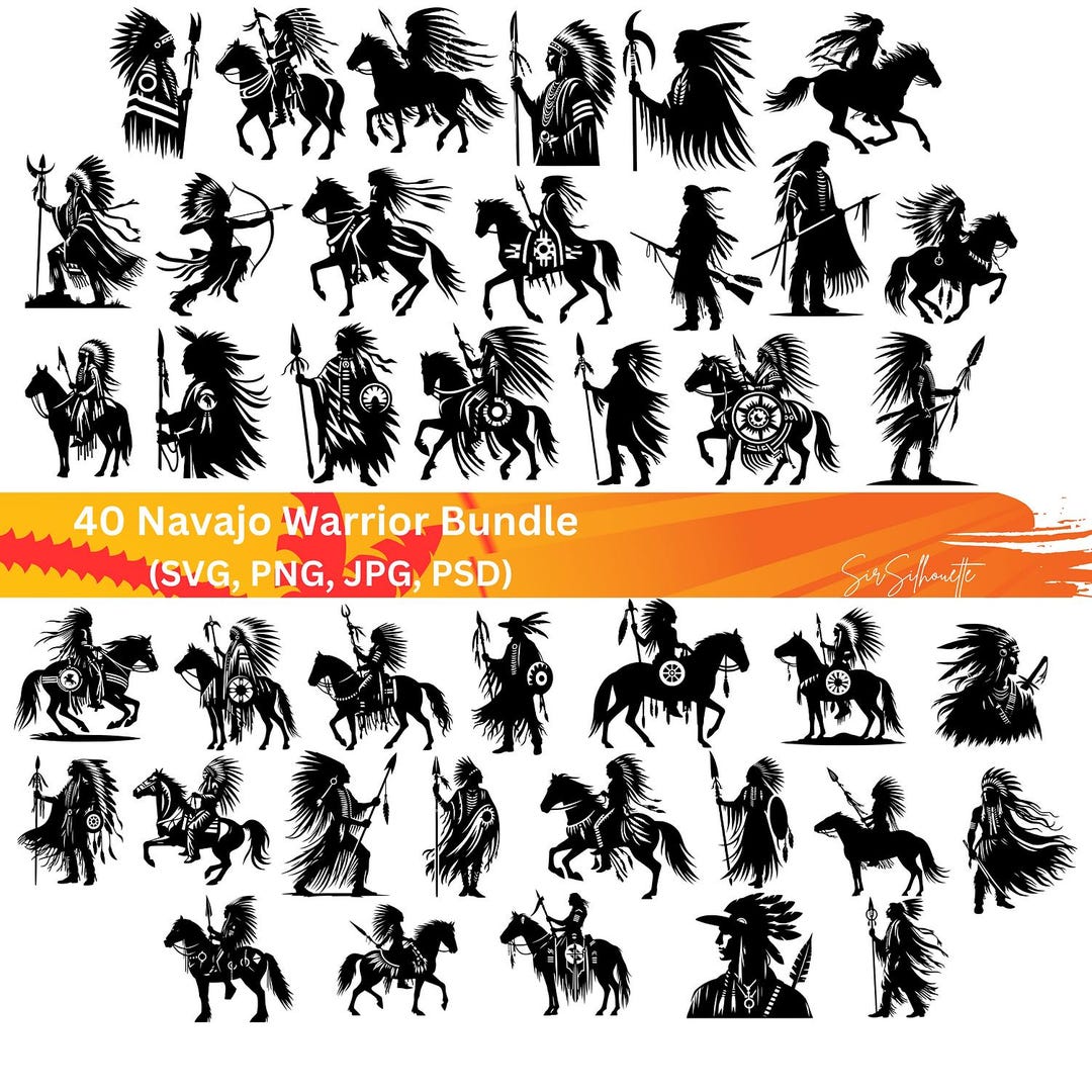 Navajo Warriors SVG Bundle, 40 Tribal Warriors Designs, PNG, PSD - Etsy