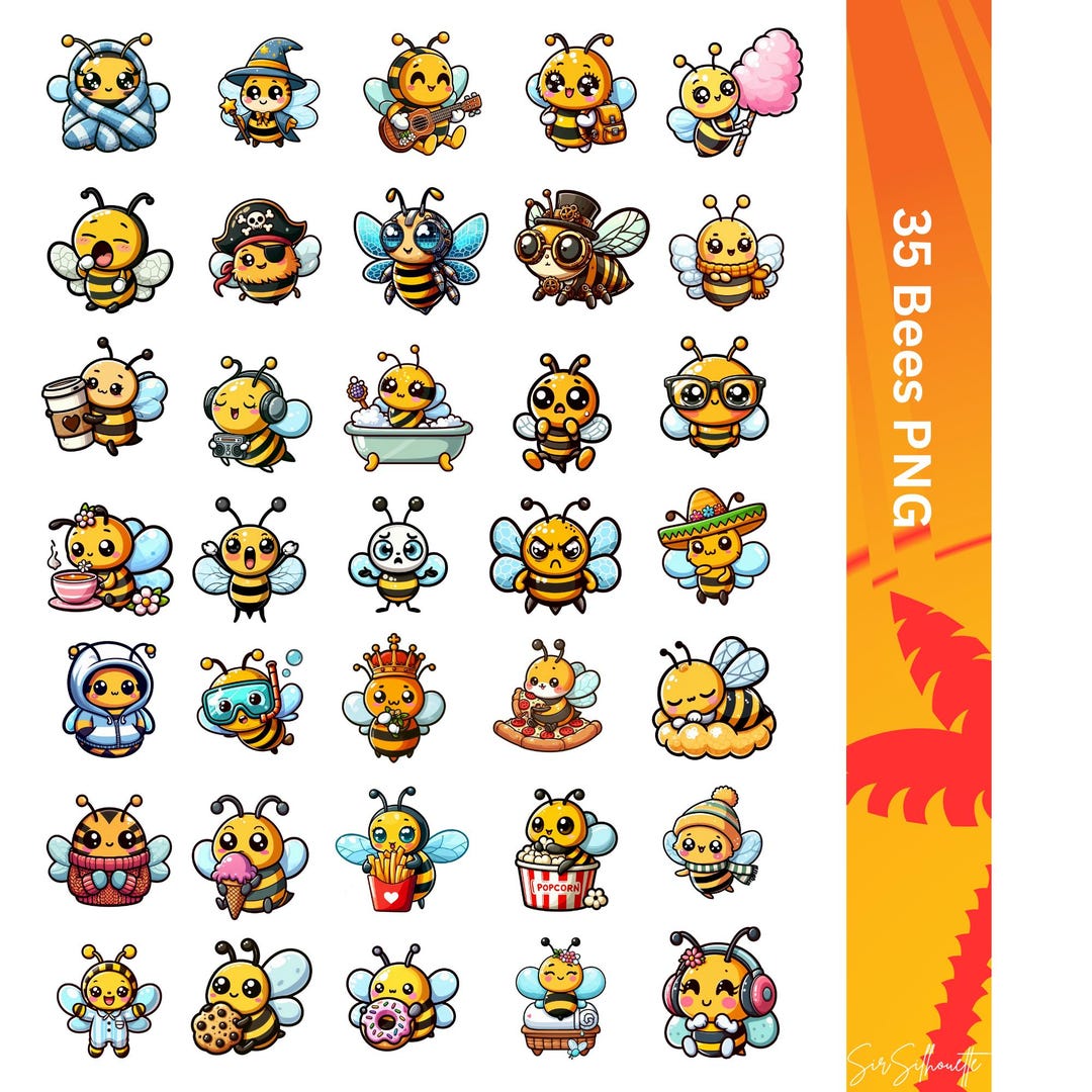 Cute Bee Digital Design for Stickers - Etsy