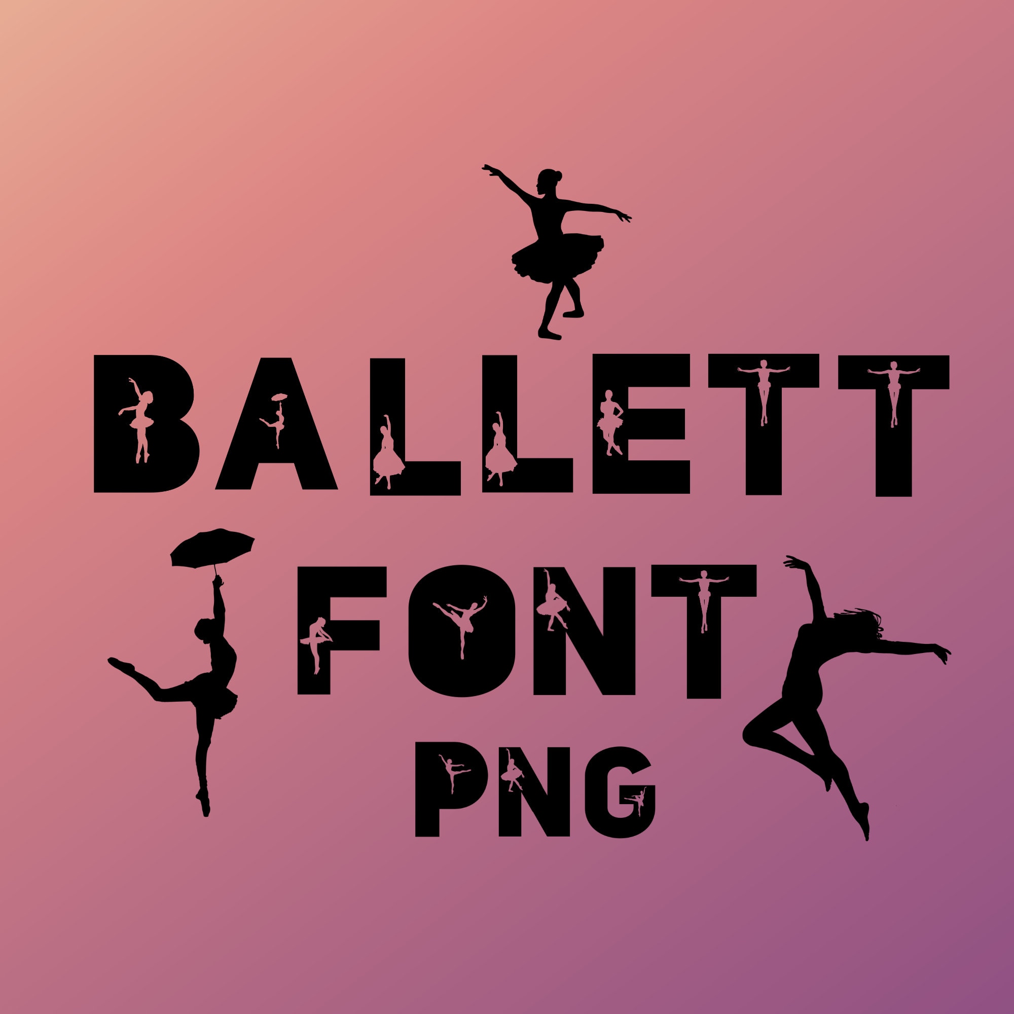 Ballett Font, Alphabet With Ballett Design, Ballett Letters as Png - Etsy