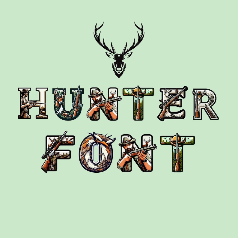 Hunter Font, Alphabet Hunting Design, Hunter Letters as Png - Etsy