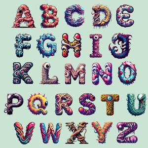 Mutation Font, Alphabet With Mutant Design, Mutant Letters as Png - Etsy