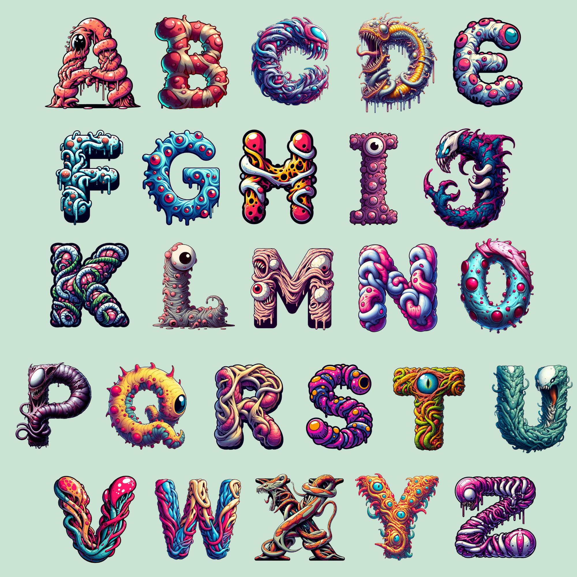Mutation Font, Alphabet With Mutant Design, Mutant Letters as Png - Etsy