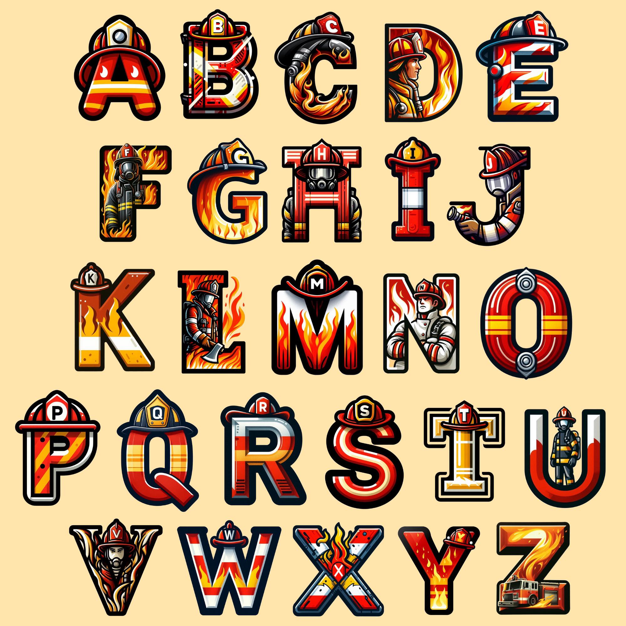 Firefighter Font, Alphabet With Firefighter Design, Firefighter Letters ...