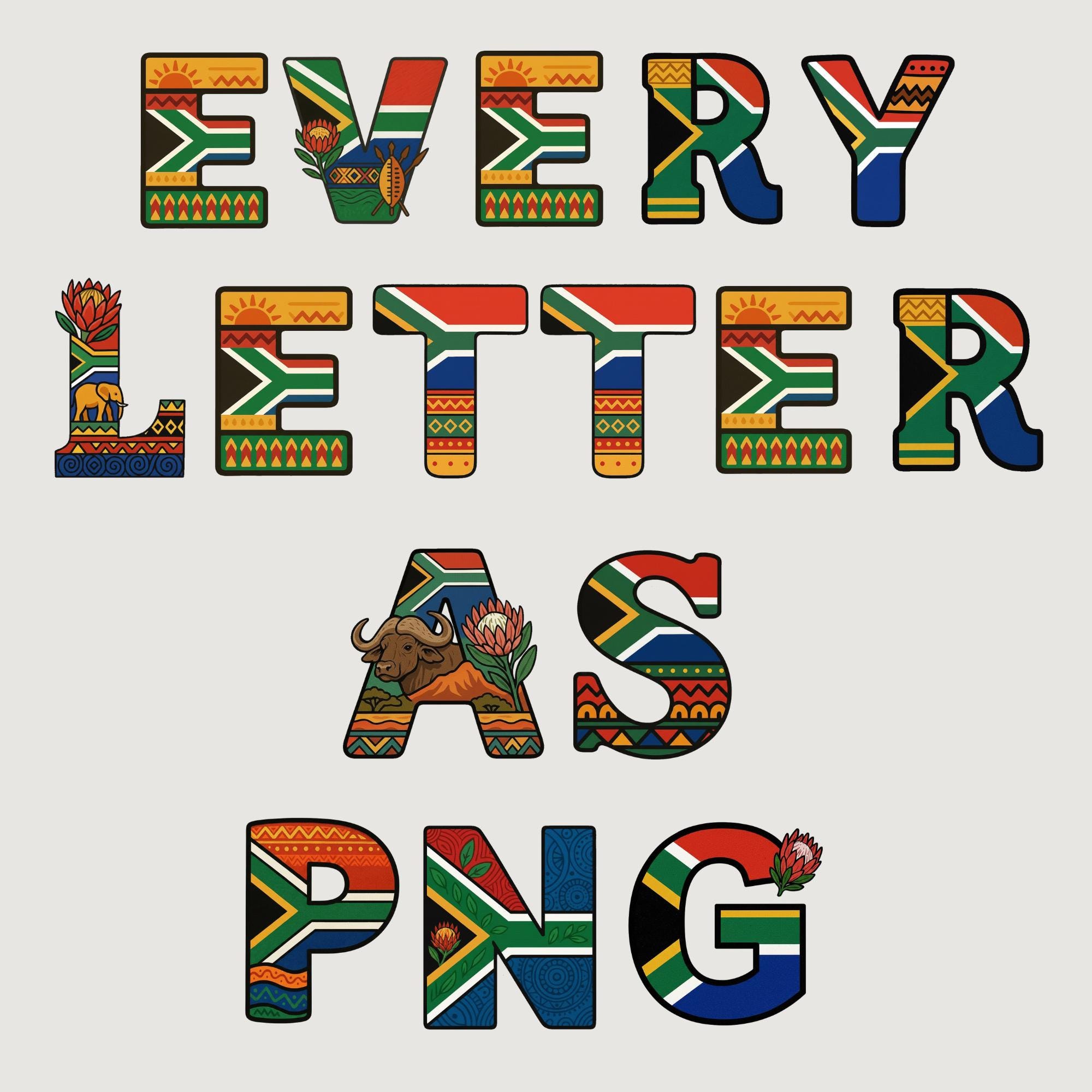 South Africa Font, Alphabet With South Africa Design, South Africa ...