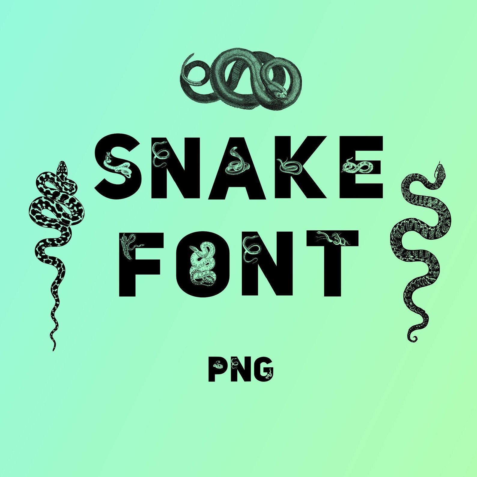 Snake Font, Alphabet With Snakes, Snake Letters as Png - Etsy