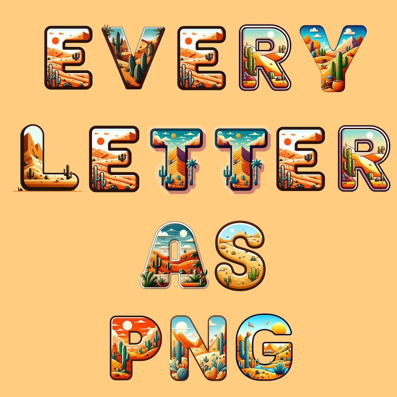 Desert Font, Alphabet With Arid Design, Sand Letters as Png - Etsy