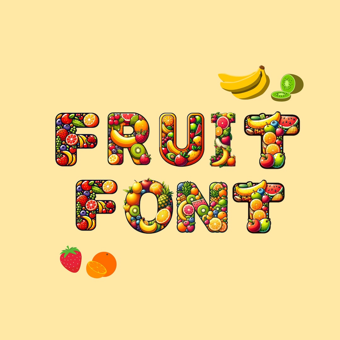 Fruit Font, Alphabet With Fruit Design, Fruit Letters as Png - Etsy
