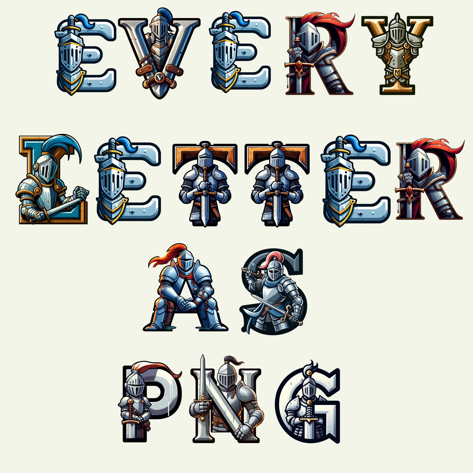 Knight Font, Alphabet With Knight Design, Knight Letters as Png - Etsy