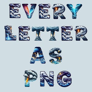 Storm Font, Alphabet With Storm Design, Thunder Letters as Png - Etsy