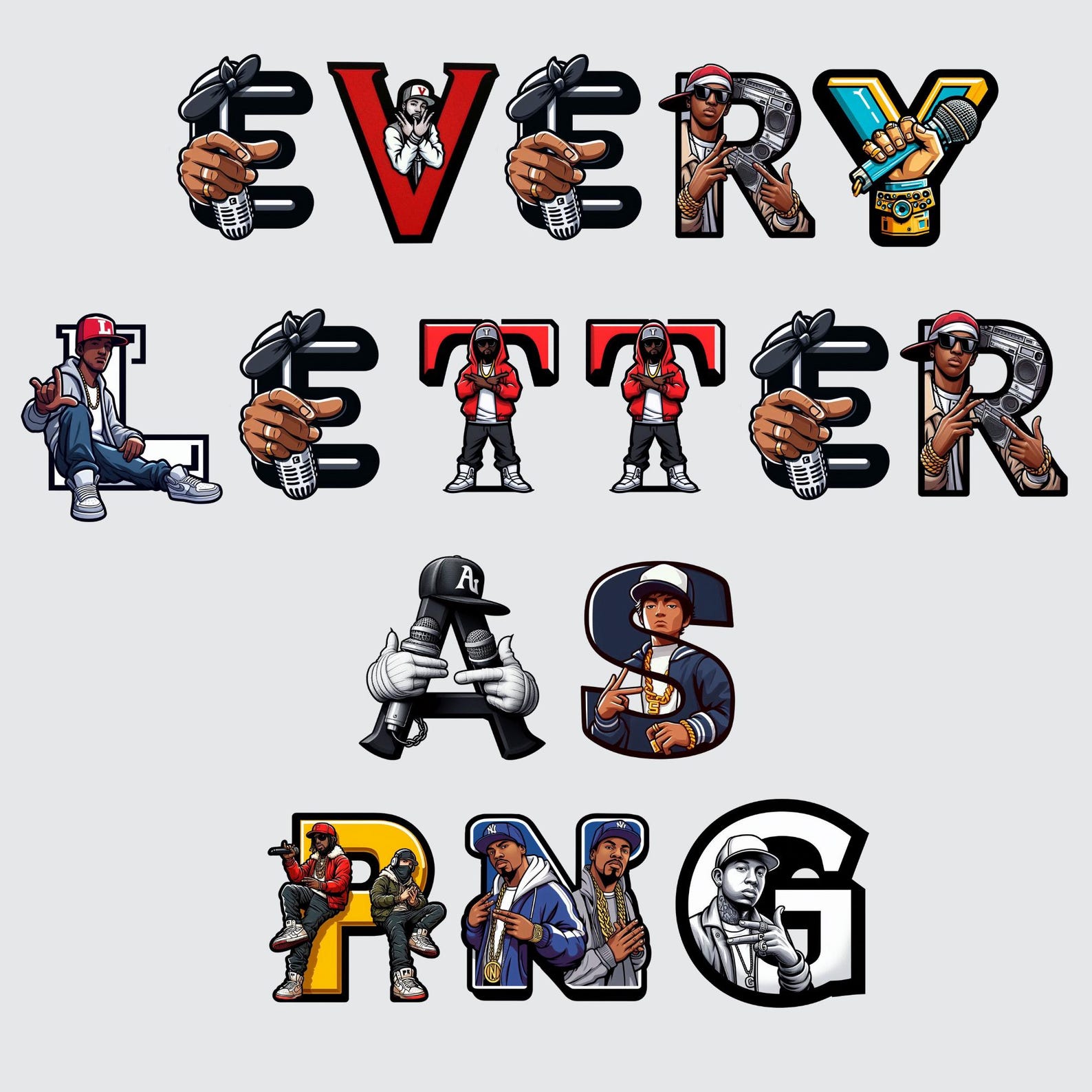 Rap Font, Alphabet With Rap Design, Hip Hop Letters as Png - Etsy