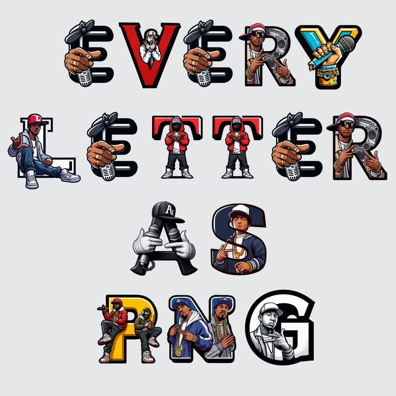 Rap Font, Alphabet With Rap Design, Hip Hop Letters as Png - Etsy