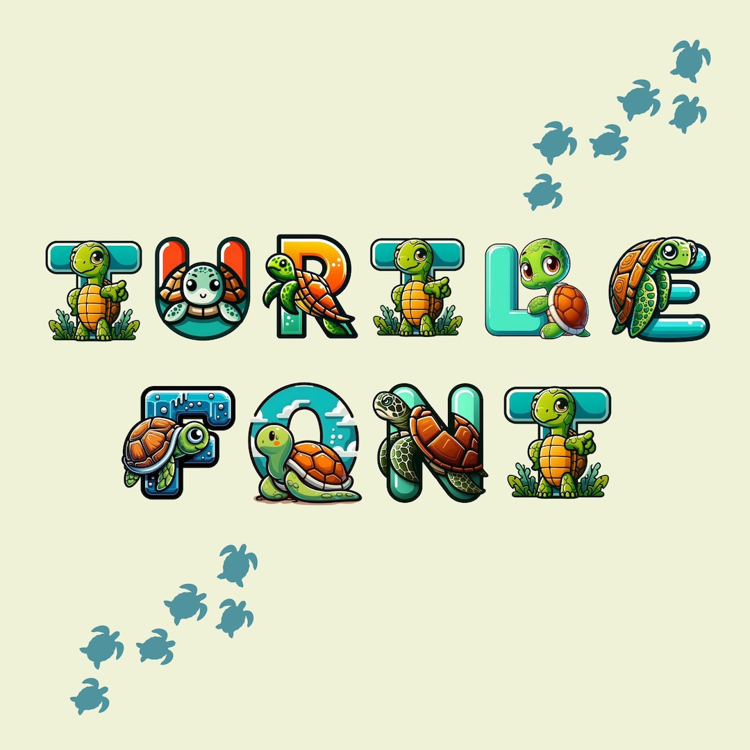 Turtle Font, Alphabet With Turtle Design, Turtle Letters as Png - Etsy