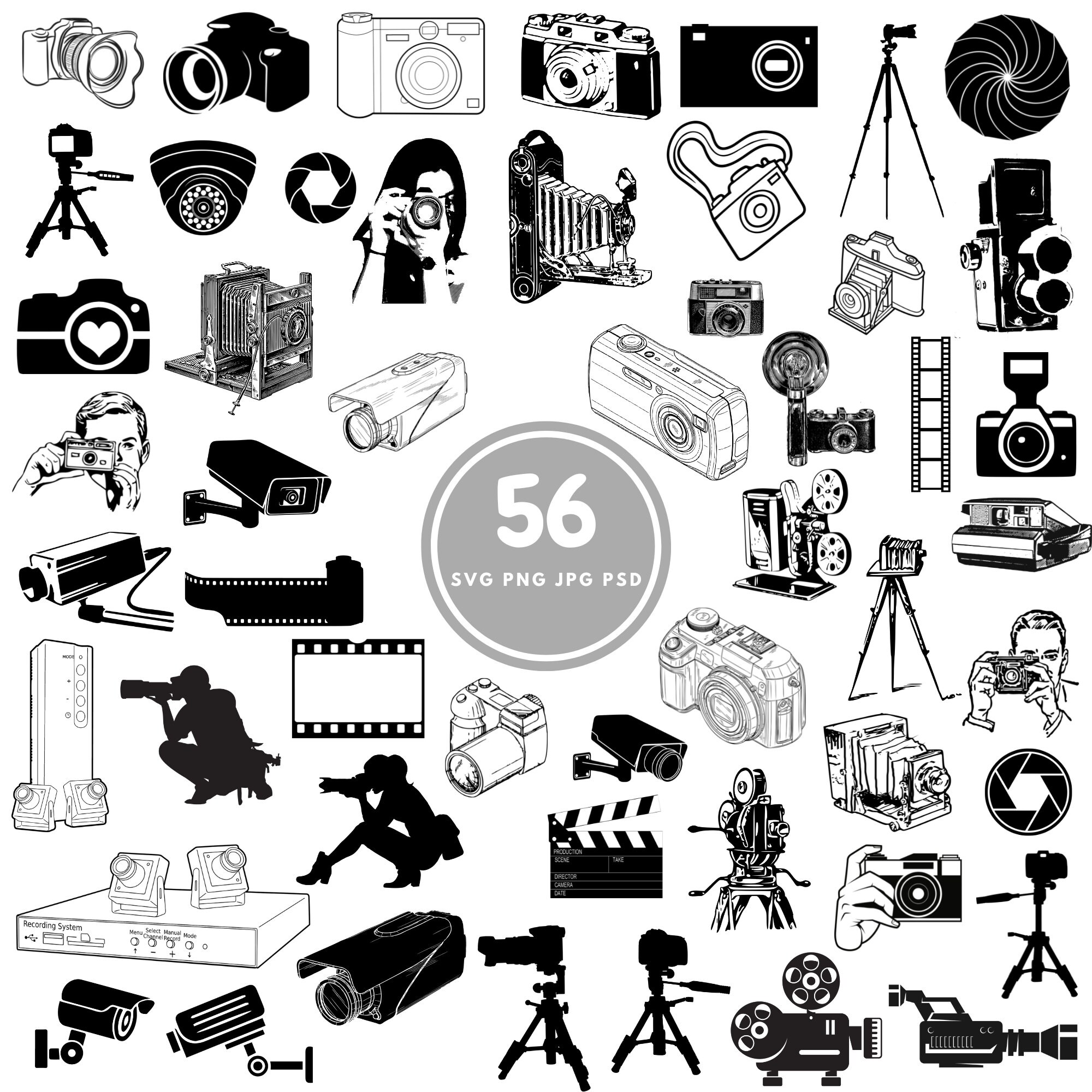 Camera Design SVG, 56 Photography Svg Files, PNG, PSD - Etsy