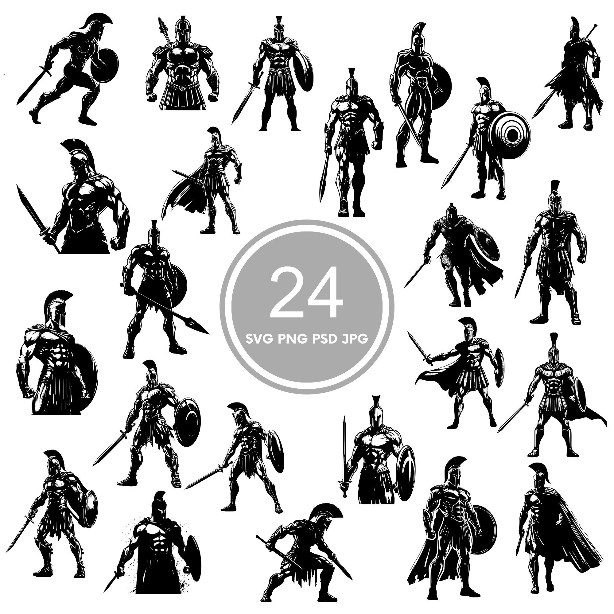 Spartans SVG Bundle, 24 Spartan Designs, PNG, PSD - Etsy