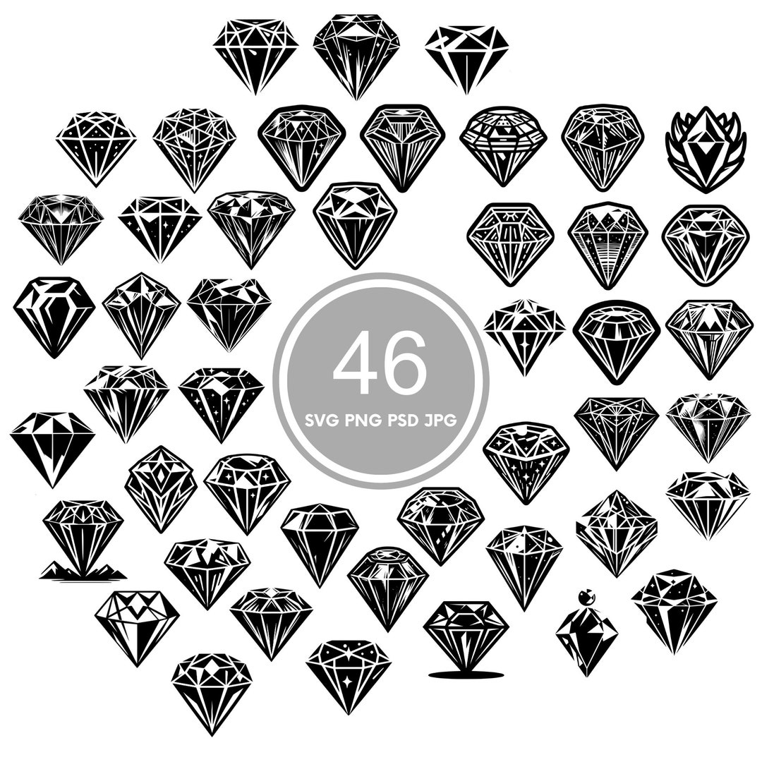 Gemstones Design SVG, 46 Jewels Svg Bundle, PNG, PSD - Etsy